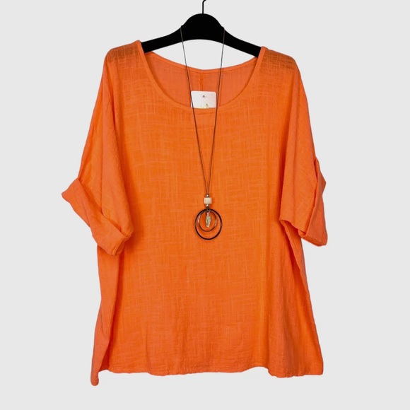ShopEvelynne | Tops | Made In Italy Cotton Linen Tunic Top With ...
